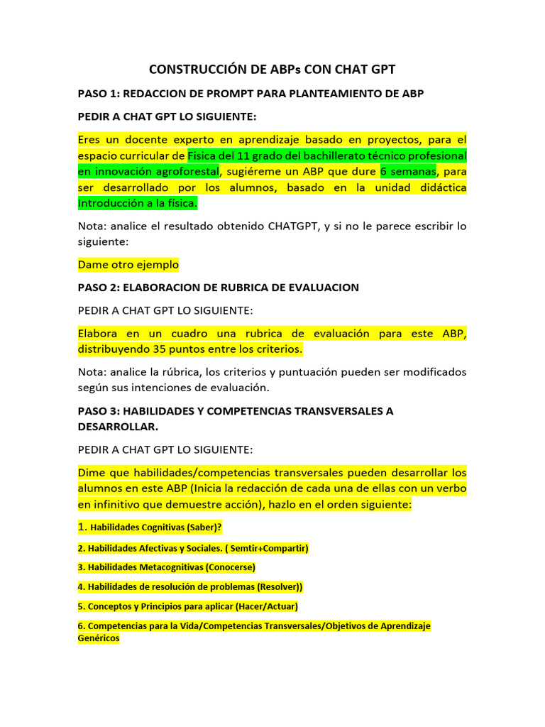 CONSTRUCCI N DE ABPs CON CHAT GPT | PDF
