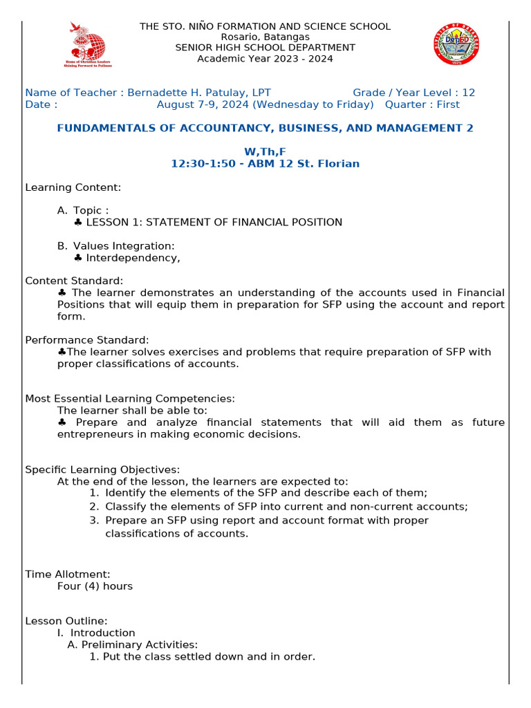LP - FABM Chapter 1 | PDF