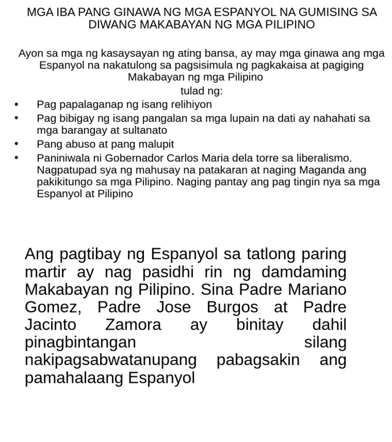 Mga Iba Pang Ginawa Ng Mga Espanyol Na | PDF