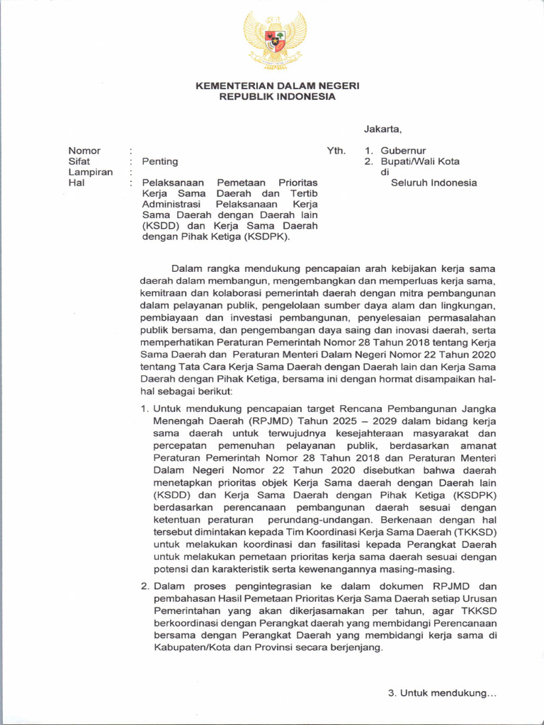 Pelaksanaan Pemetaan Prioritas Kerja Sama Daerah Dan Tertib Administrasi Pelaksanaan KSDD&KSDPK ...