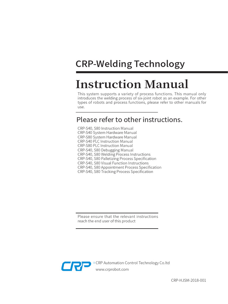 CRP-Welding Technology Instruction Manual EN - V2.0) | PDF