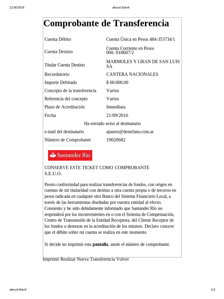 Comprobante de Transferencia | PDF