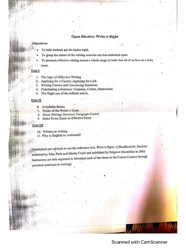 Write It Right - Syllabus | PDF