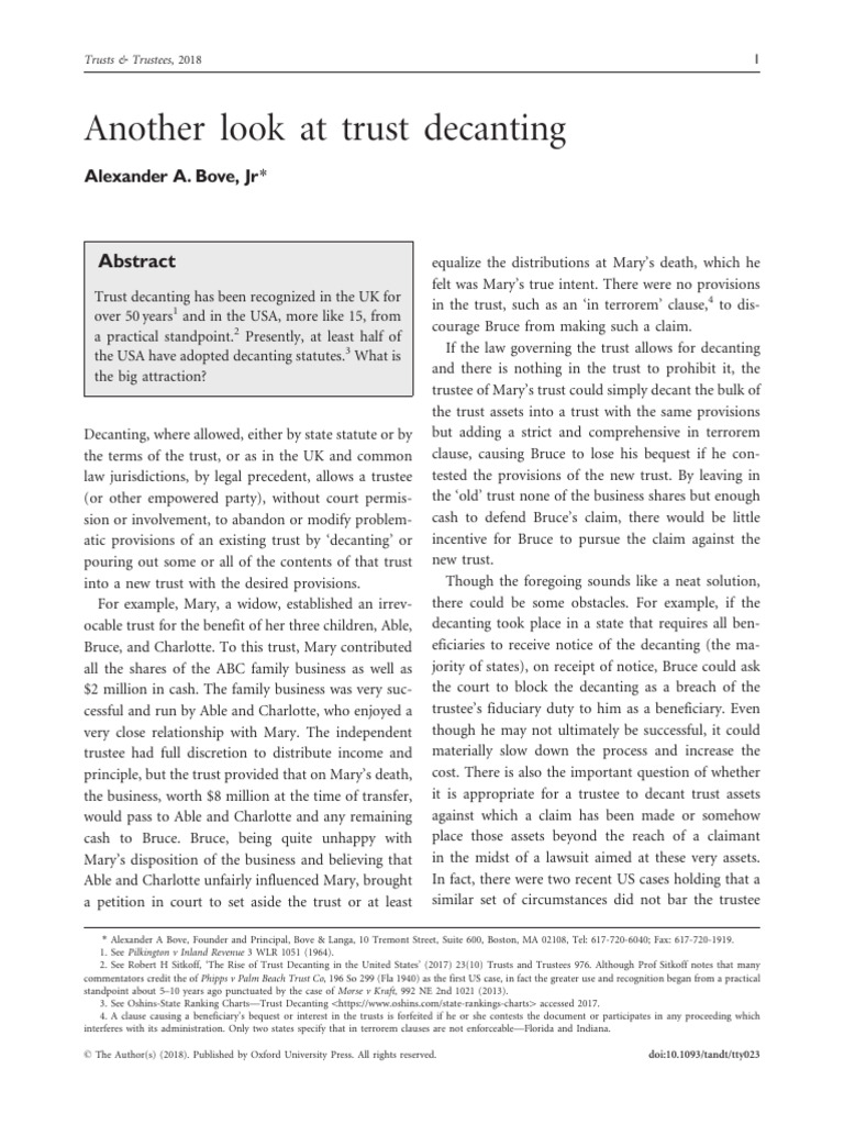 Another Look at Trust Decanting | PDF | Trustee | Wills And Trusts