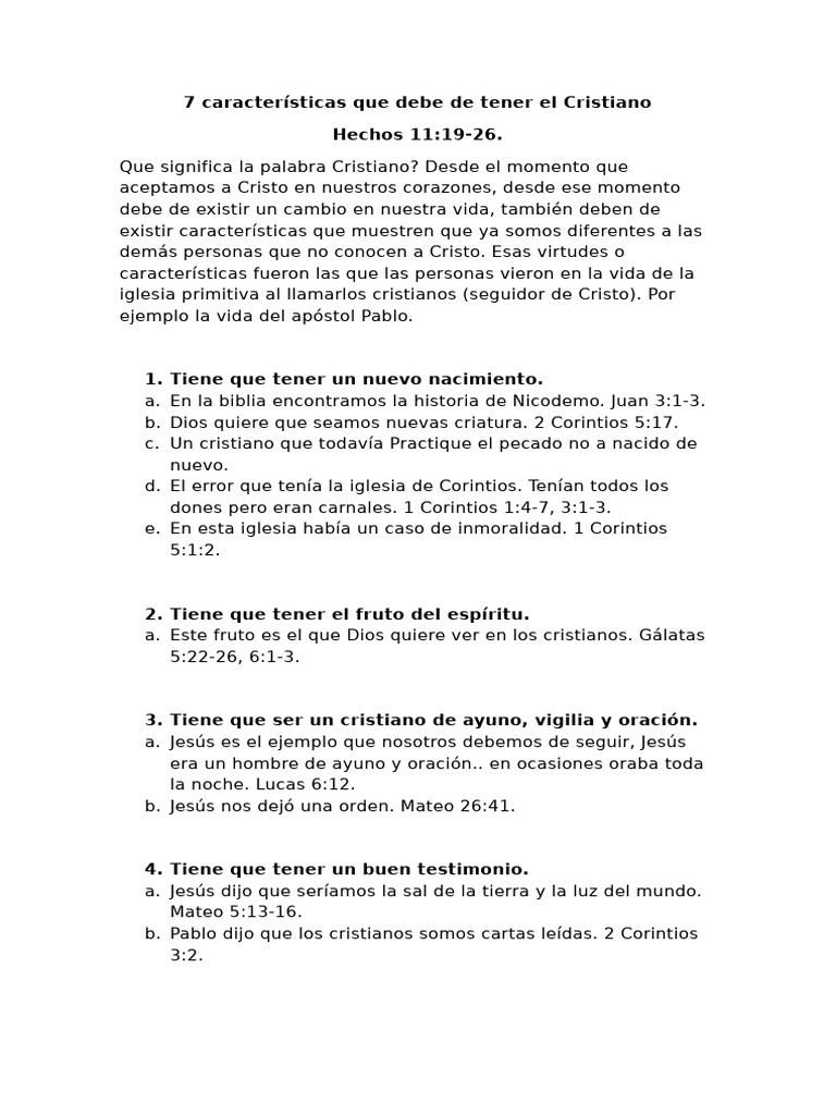 7 características que debe de tener un cristiano. | PDF 7 características que debe de tener un cristiano. | PDF