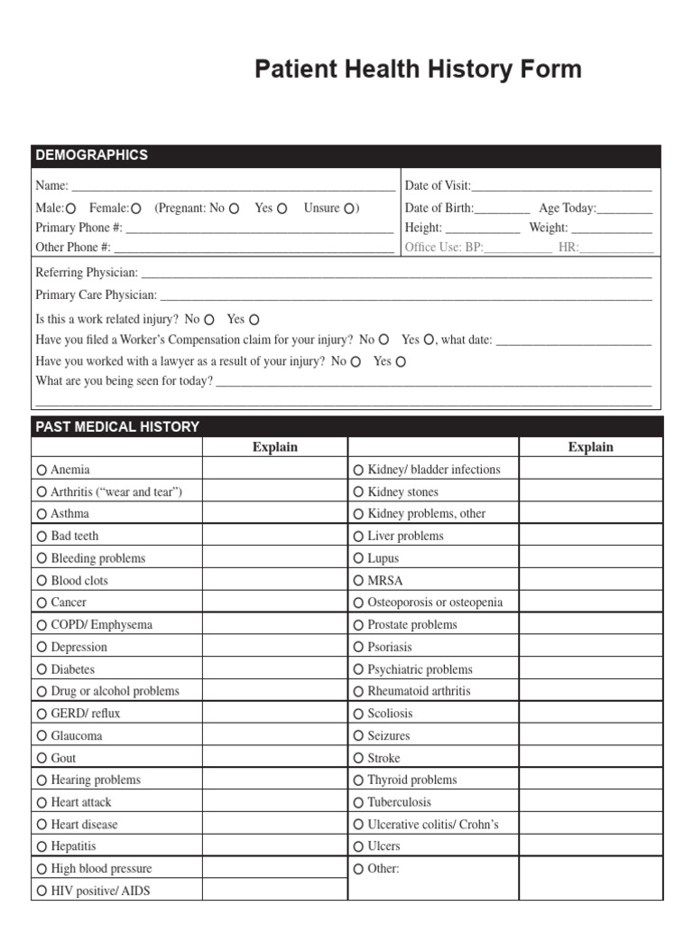 Health History Form 33 | PDF