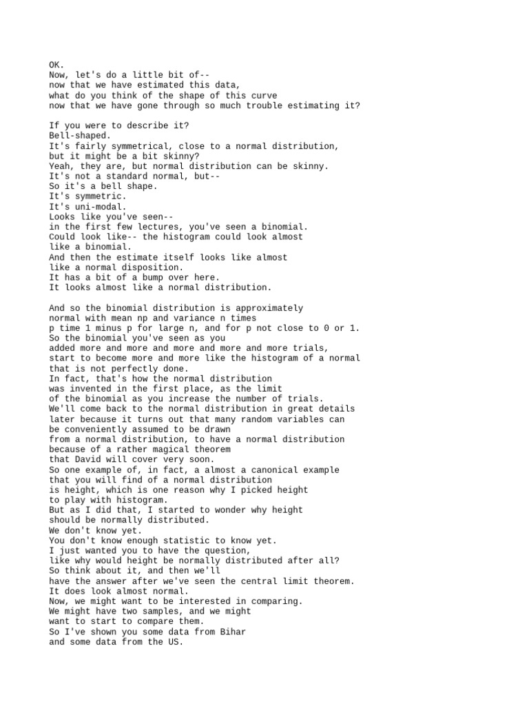 Comparing Distributions Part One | PDF | Normal Distribution | Histogram
