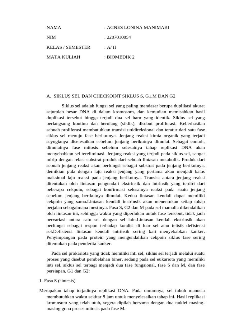 Agnes Lonina Manimabi (Biomedik 2) | PDF