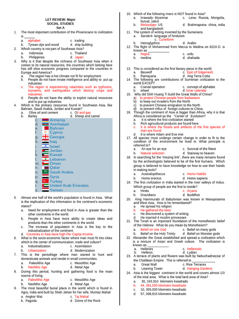 LET REVIEWER Social Studies A Answer Key | PDF