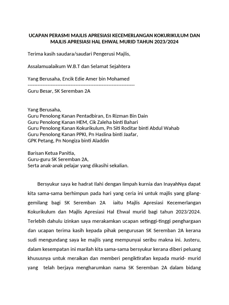 Teks Perasmi Koko | PDF