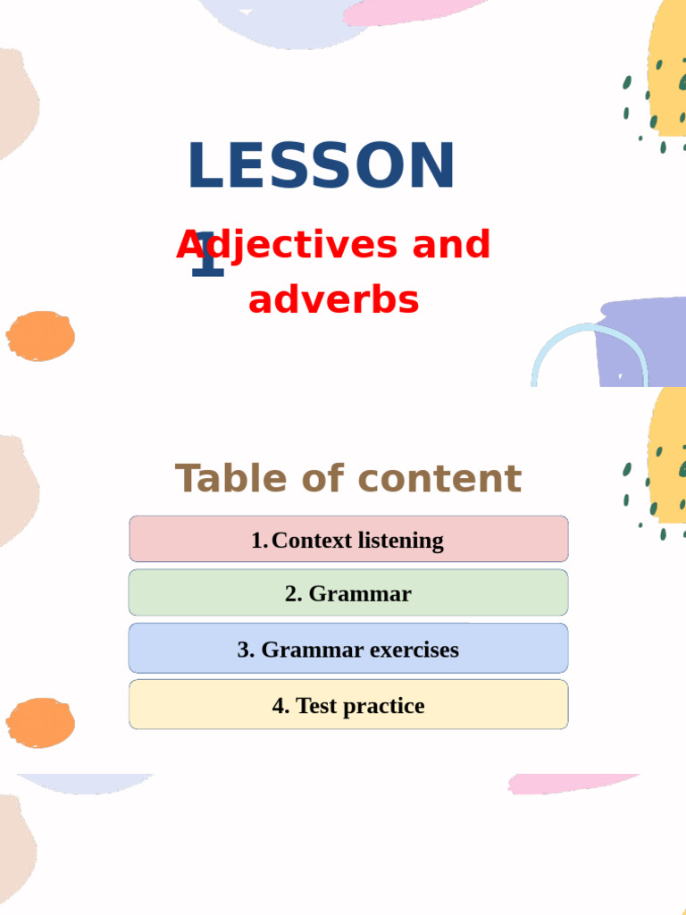 Unit 1 Adjective & Abverb | PDF