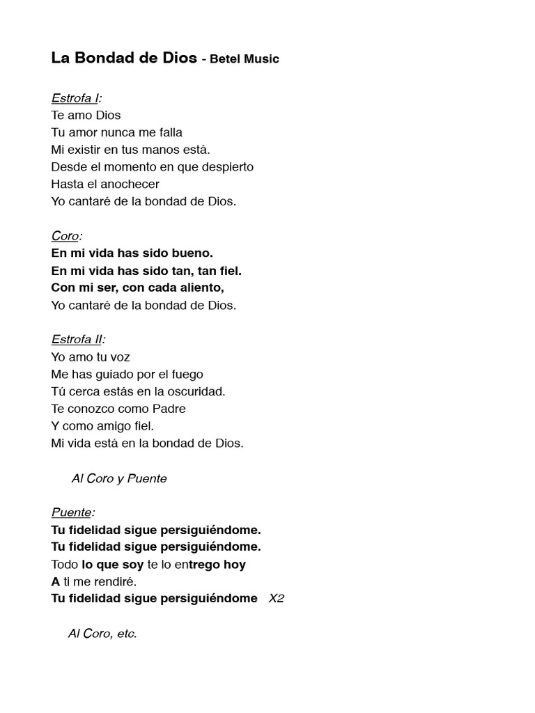 La Bondad de Dios - Letra | PDF