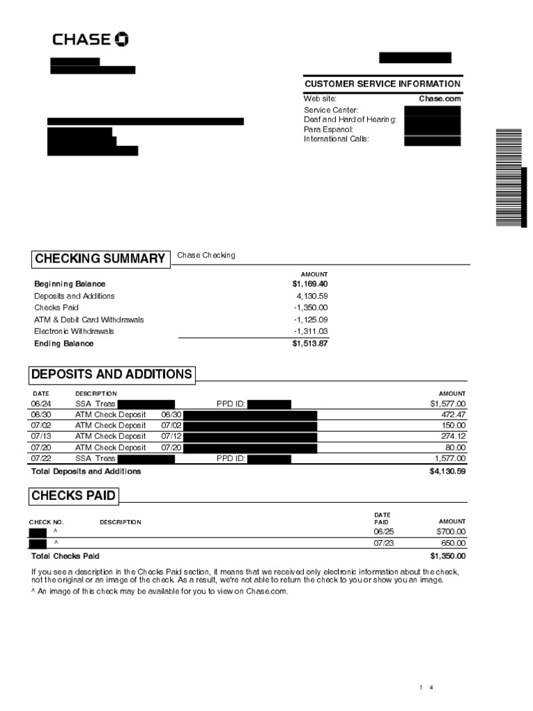Bankstatement Chase 001 B Jimenez Mocked | PDF