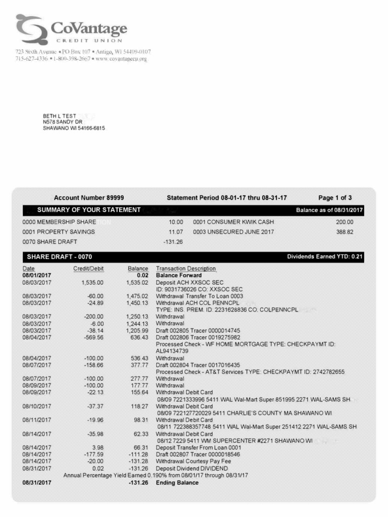 CoVantage CU - Sample 3 | PDF