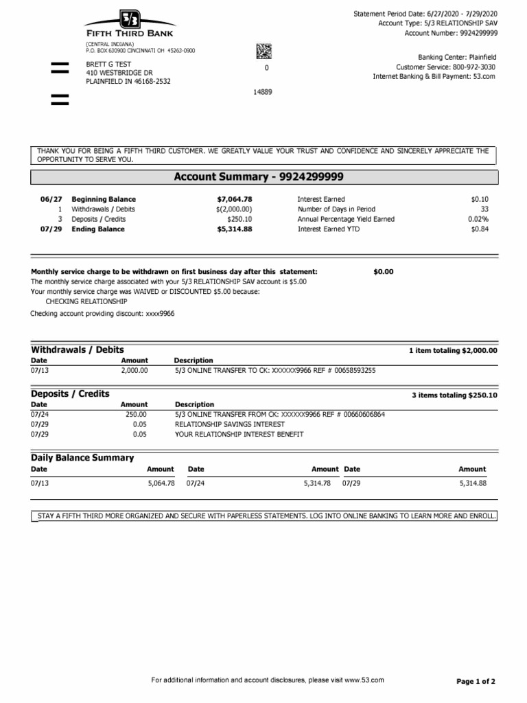 Fifth Third - Sample 5 | PDF