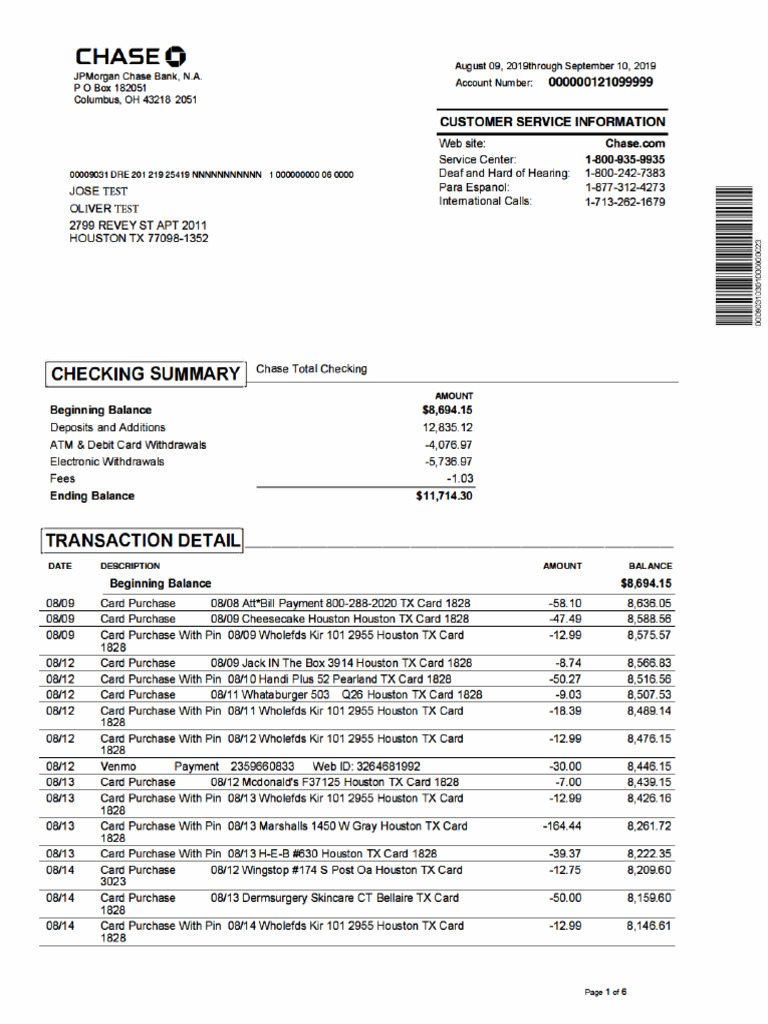 Chase - Sample 5 | PDF