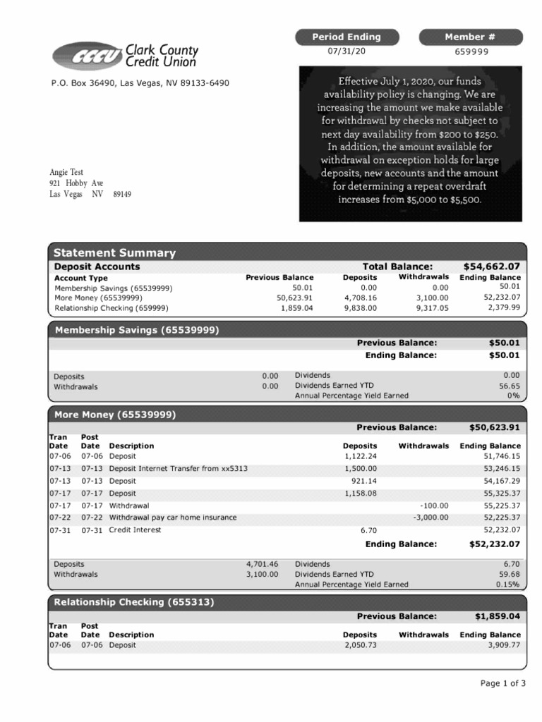 Clark County CU - Sample 1 | PDF