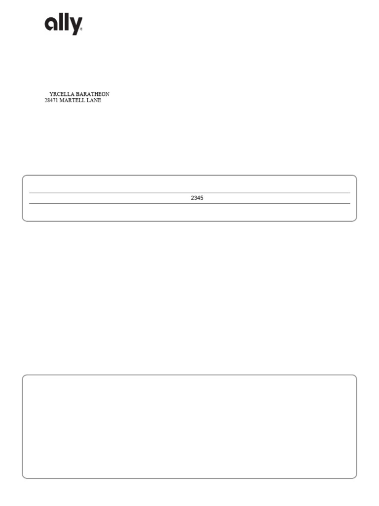Sample - Ally Sole Owner Single Account - Feb 2021 | PDF