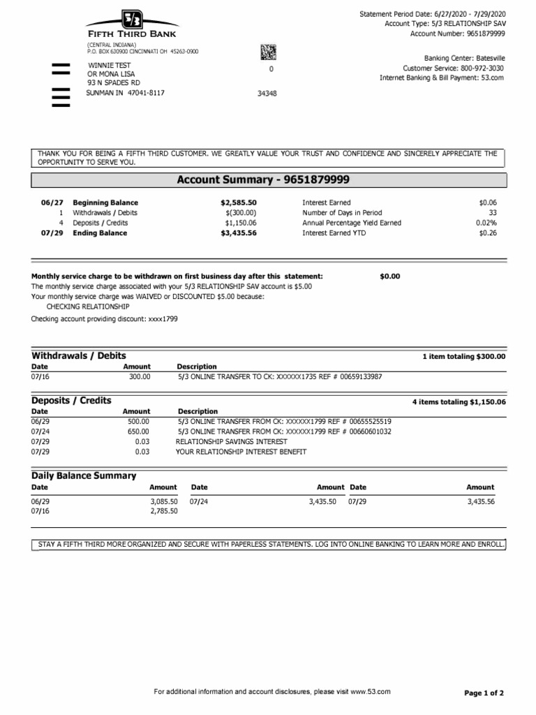 Fifth Third - Sample 7 | PDF