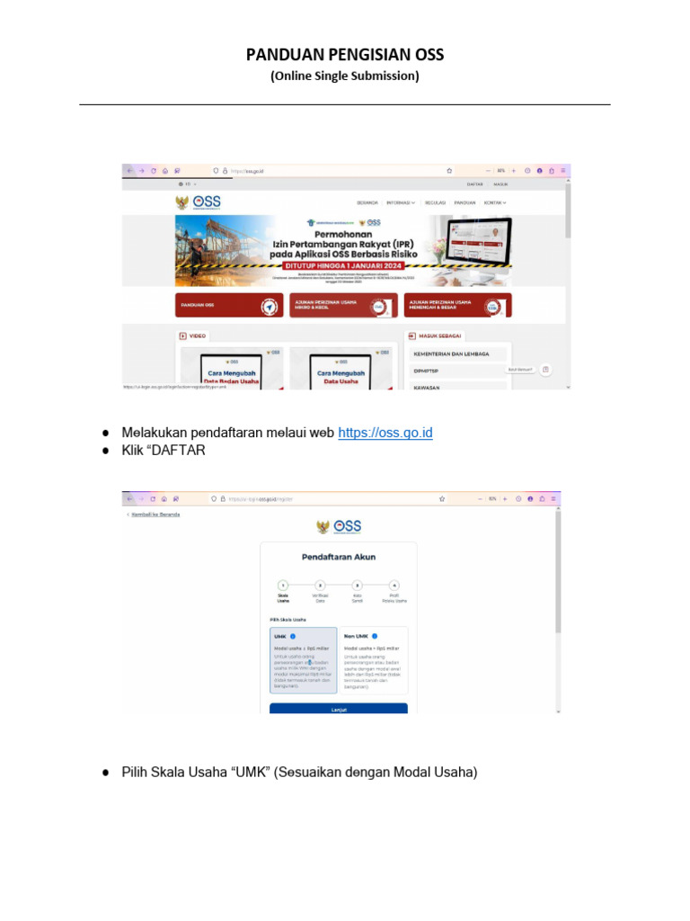 PANDUAN PENGISIAN OSS-SPD Samarinda | PDF