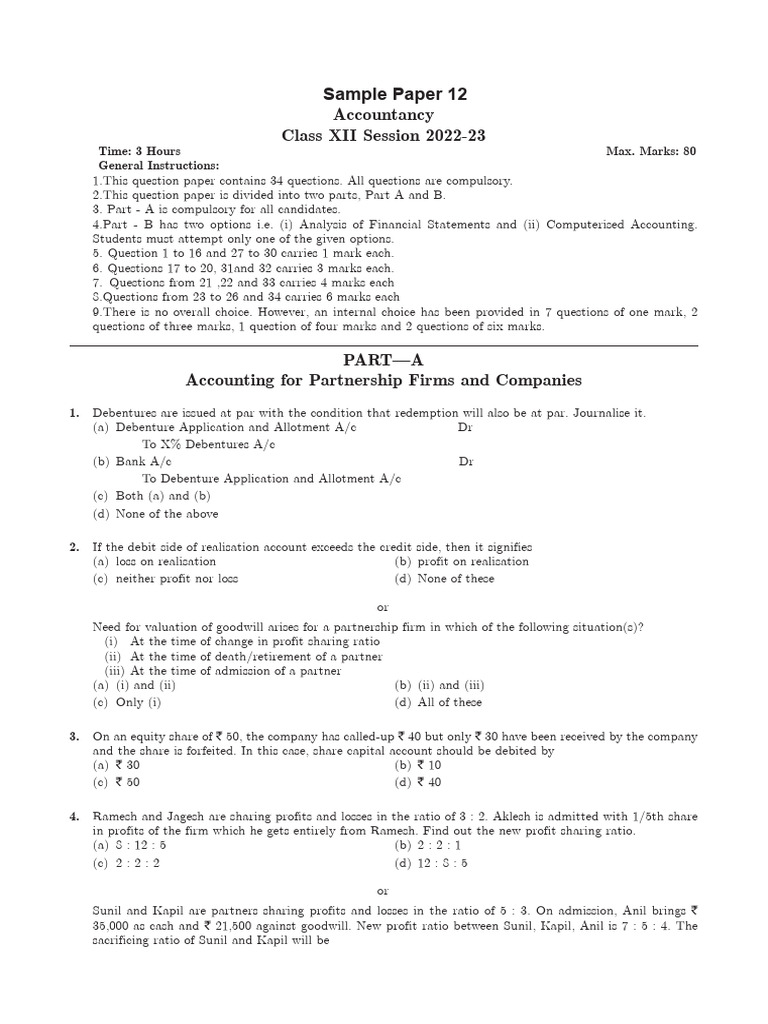 AC Sample Paper 12 Unsolved | PDF