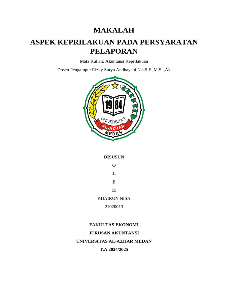 Akuntansi Keprilakuan Khairun Nisa-1 | PDF