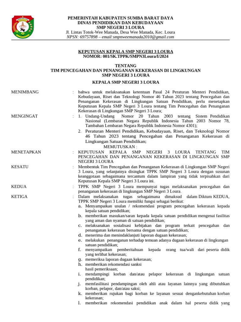 Contoh SK TPPK | PDF