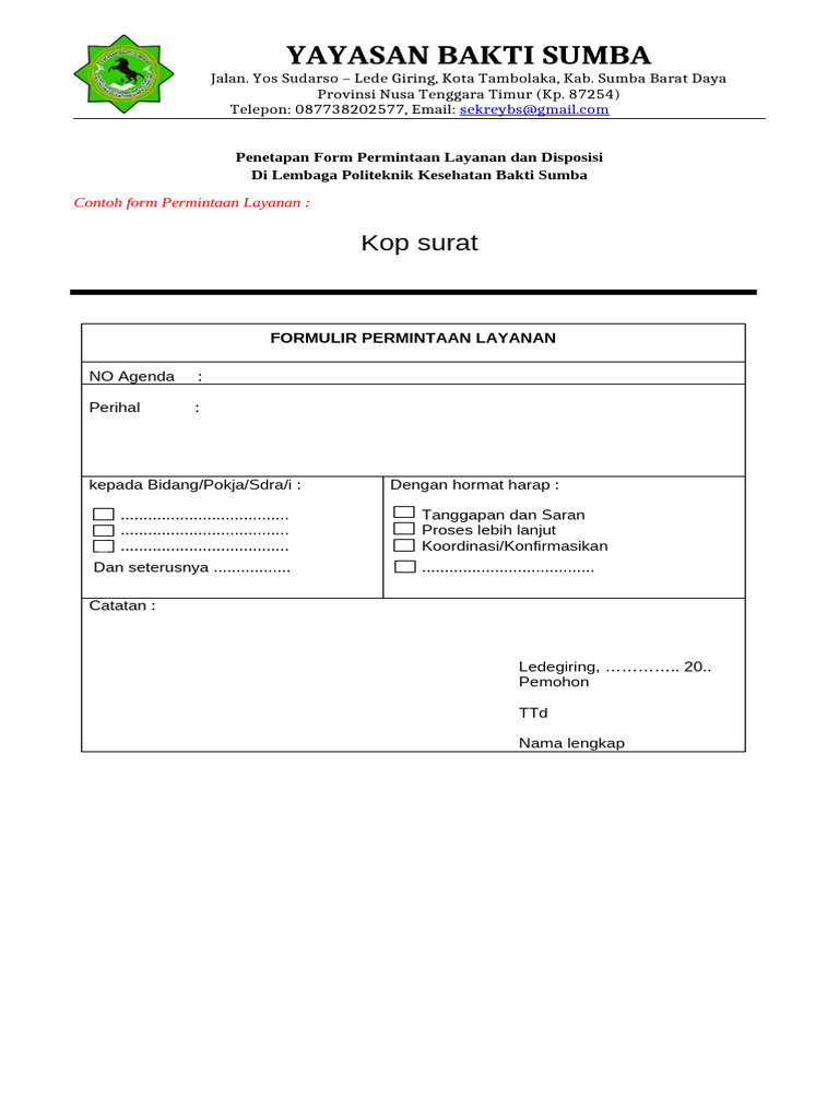 03-Lembar Disposisi Dan Form Permintaan | PDF