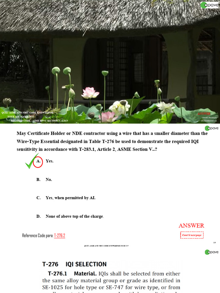 ISSUE 516 QUIZ- IQI selection-ANSWER | PDF ISSUE 516 QUIZ- IQI selection-ANSWER | PDF
