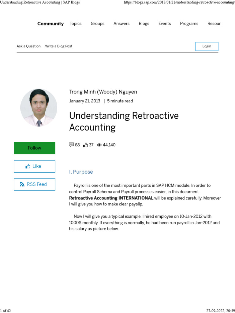 Understanding Retroactive Accounting SAP Blogs | PDF