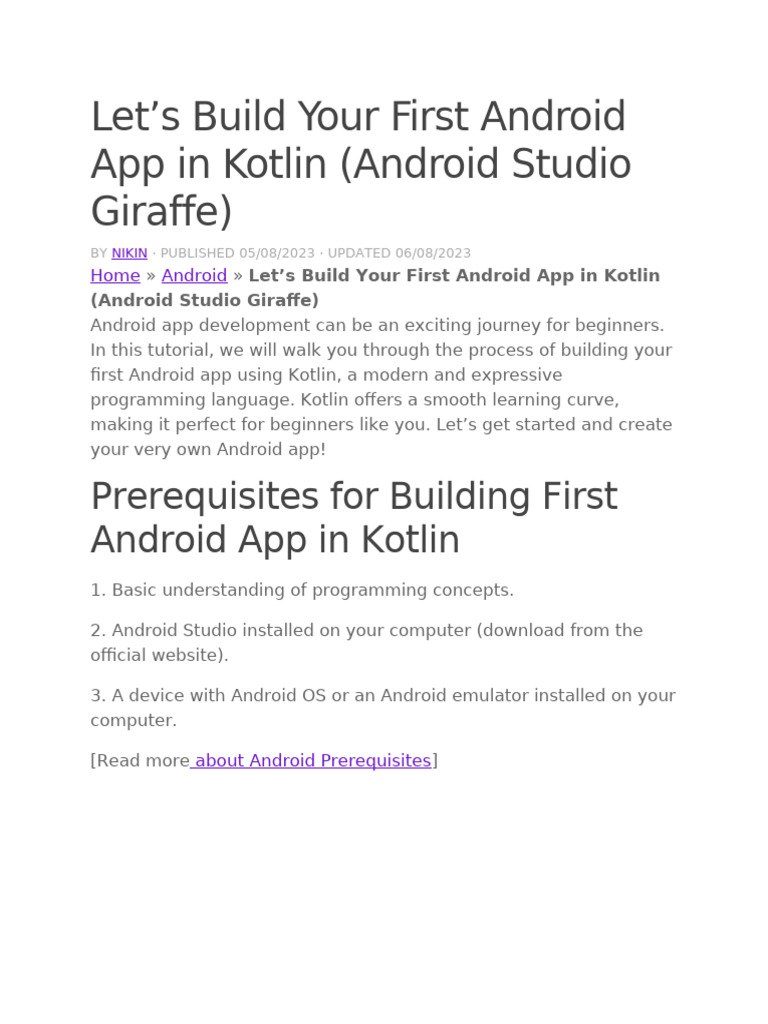 Kotlin Tutorial | PDF