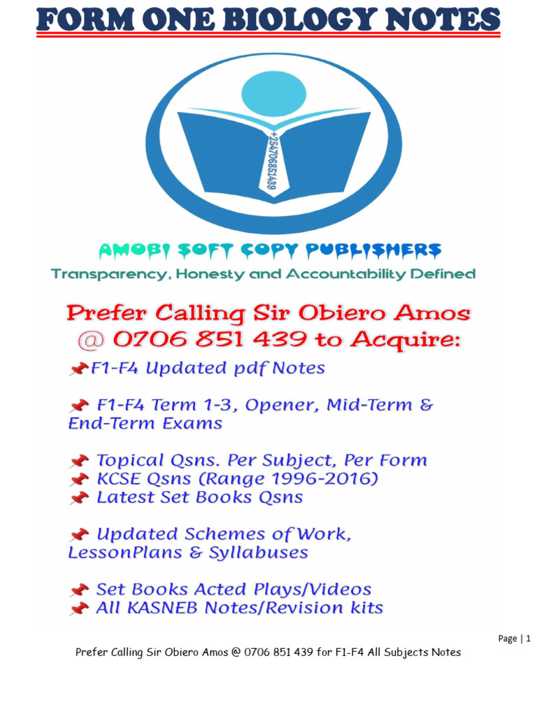 f1 Biology Notes-1 | PDF