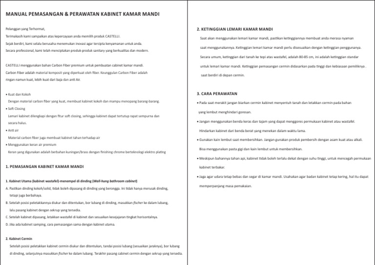 Manual Bathroom Cabinet 148 Size A5 (Final) | PDF