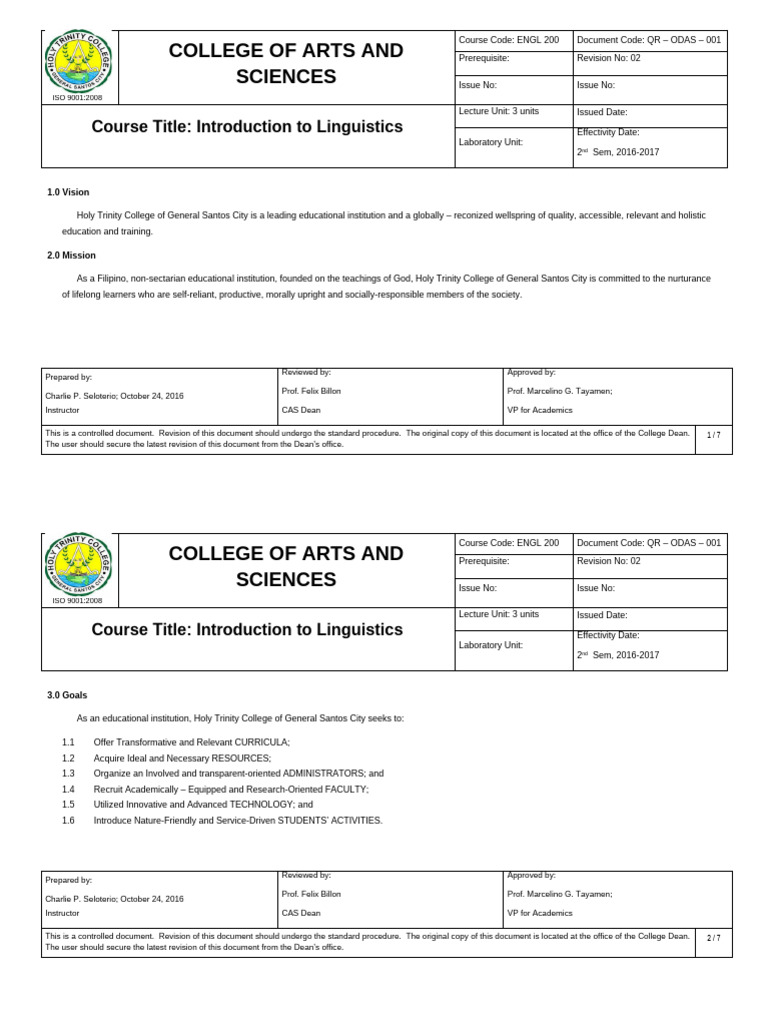 Eng 200 Intro To Linguistics | PDF