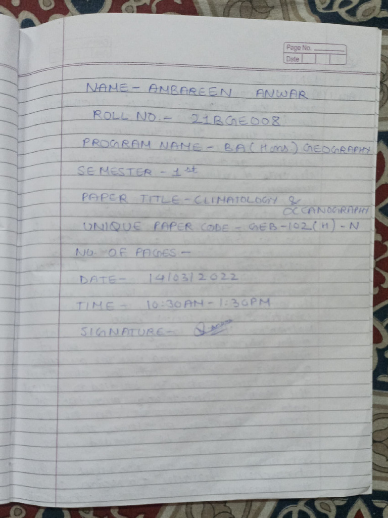 21bge008, Ambareen Anwar, Climatology and Oceanography | PDF