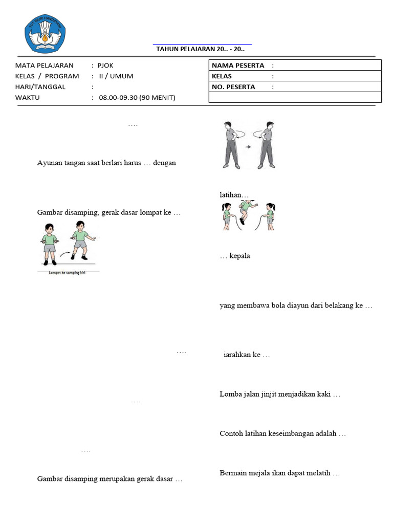 PTS PJOK Kelas 2 SEM 1 | PDF
