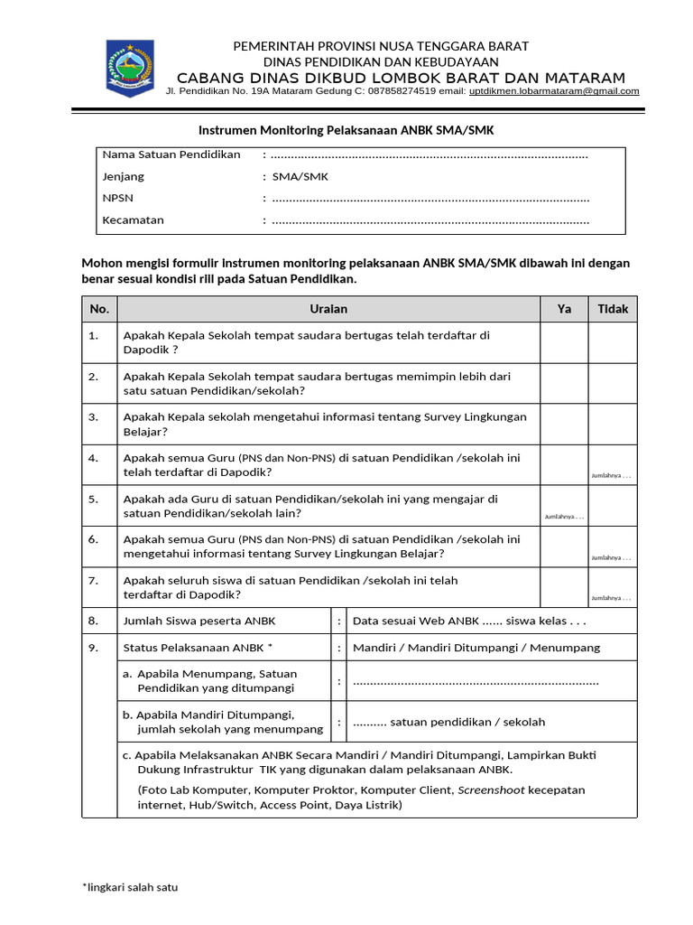 Instrumen-Monitoring-Anbk-Asesmen-Nasional-Tahun-2023 | PDF