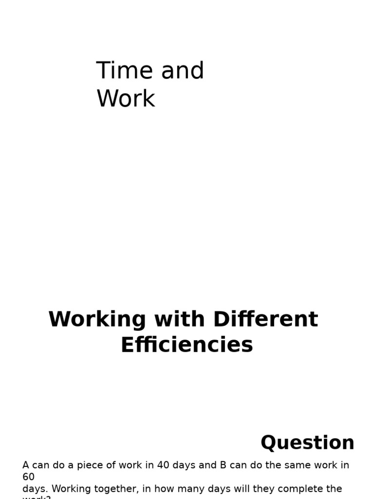 Time and Work | PDF