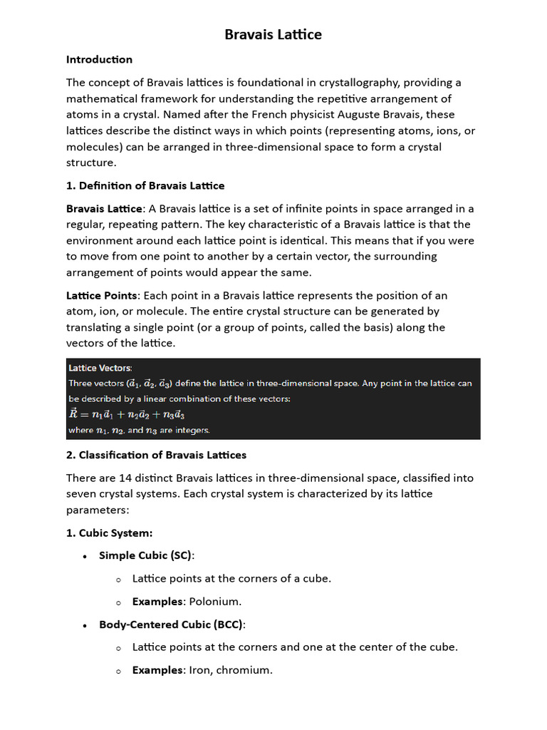 Bravais Lattice | PDF