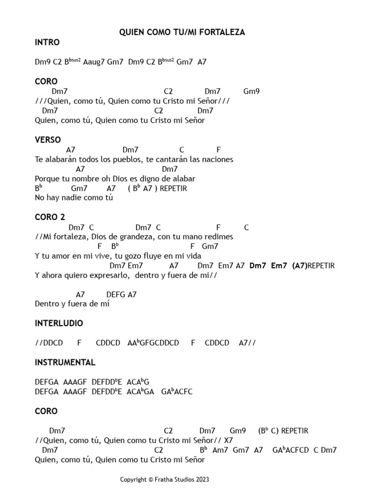 Quien Como Tu - Mi Fortaleza CHART | PDF