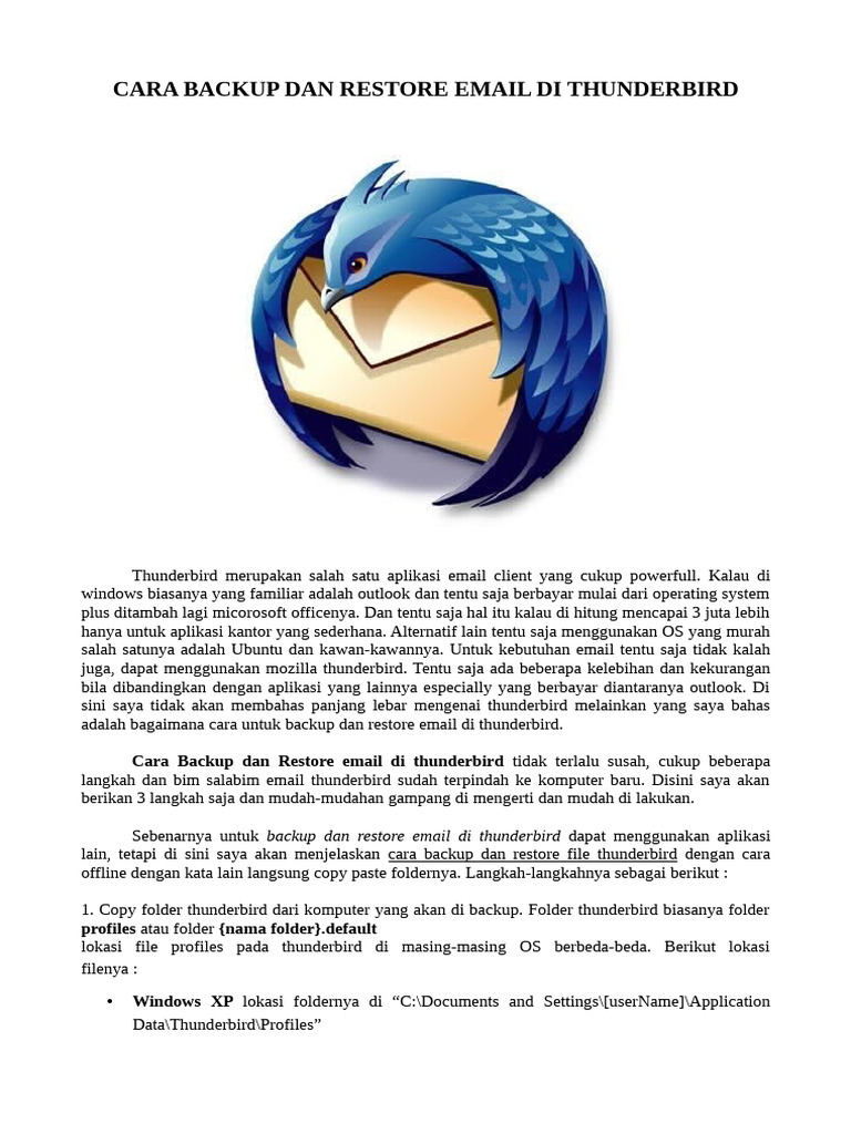 Cara Backup Restore Email Di Thunderbird | PDF