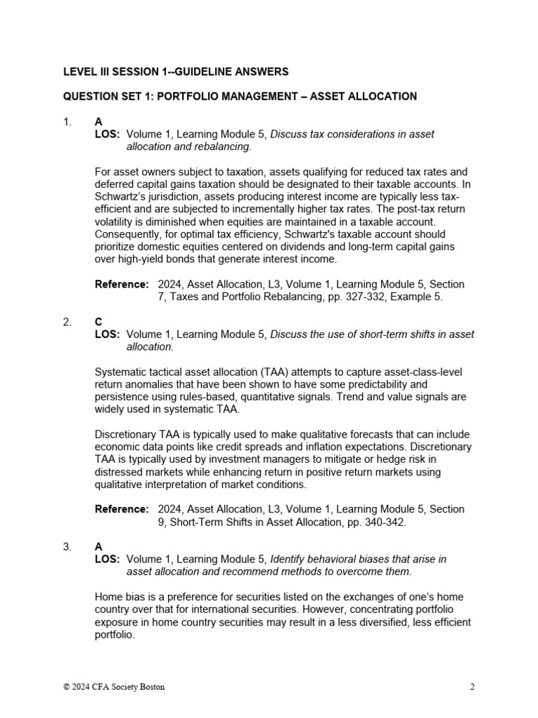 2024 Level III - Answer Key A v3 | PDF