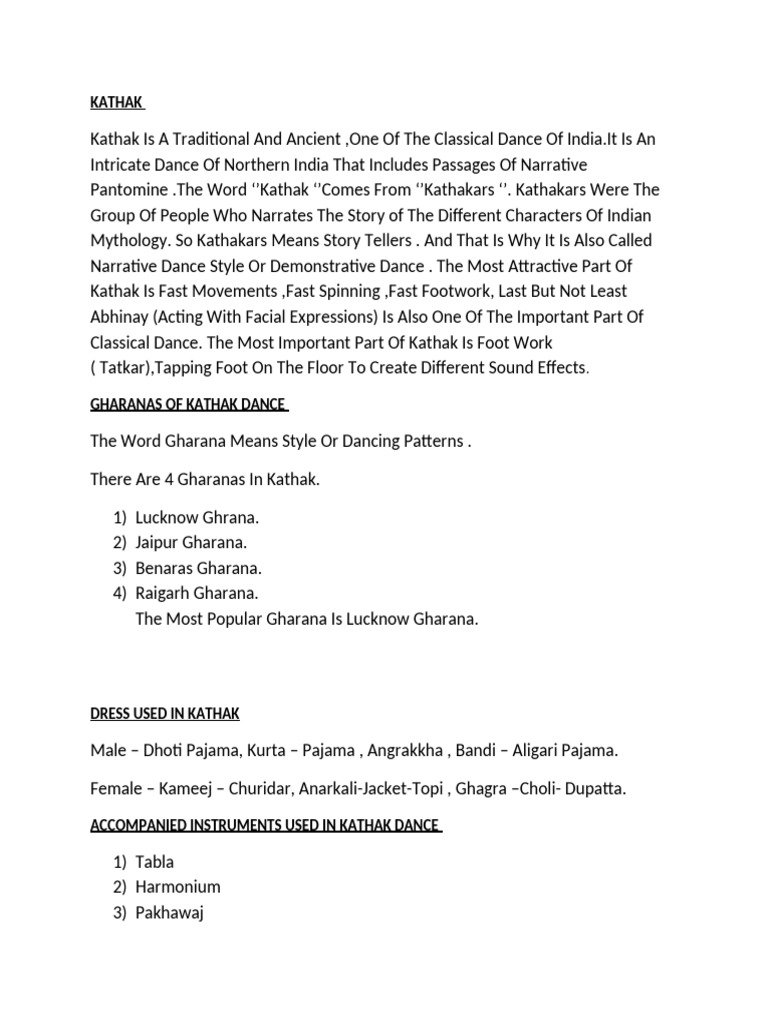 KATHAK Definition | PDF