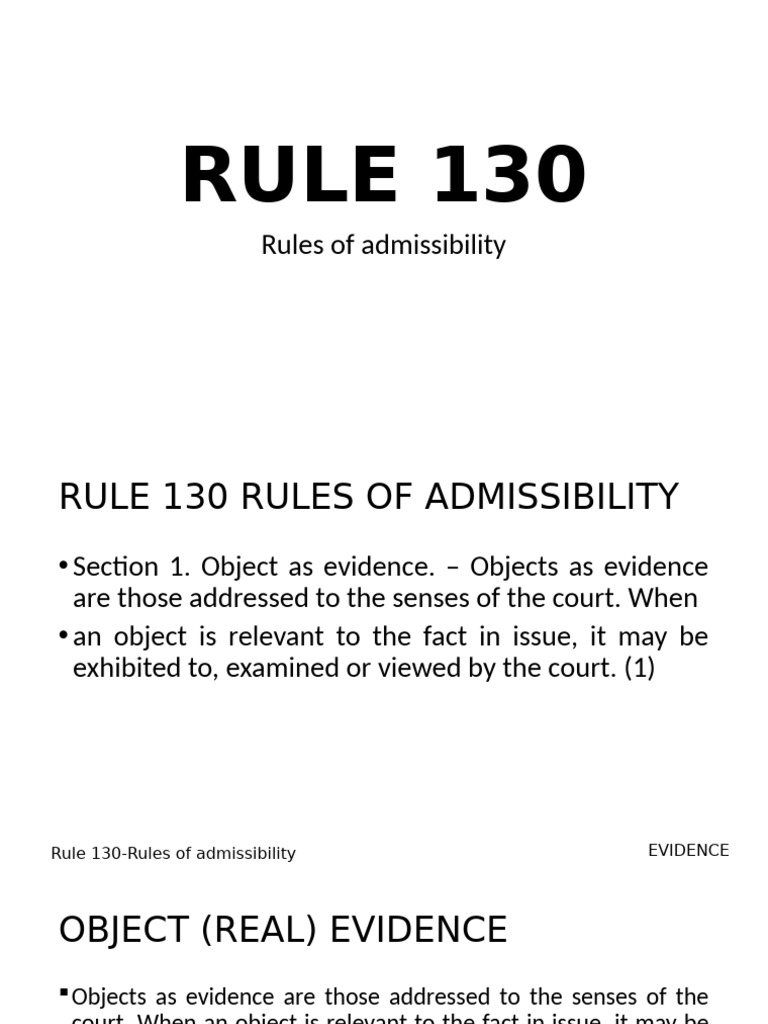 RULE 130 Sections 1 - 20 | PDF
