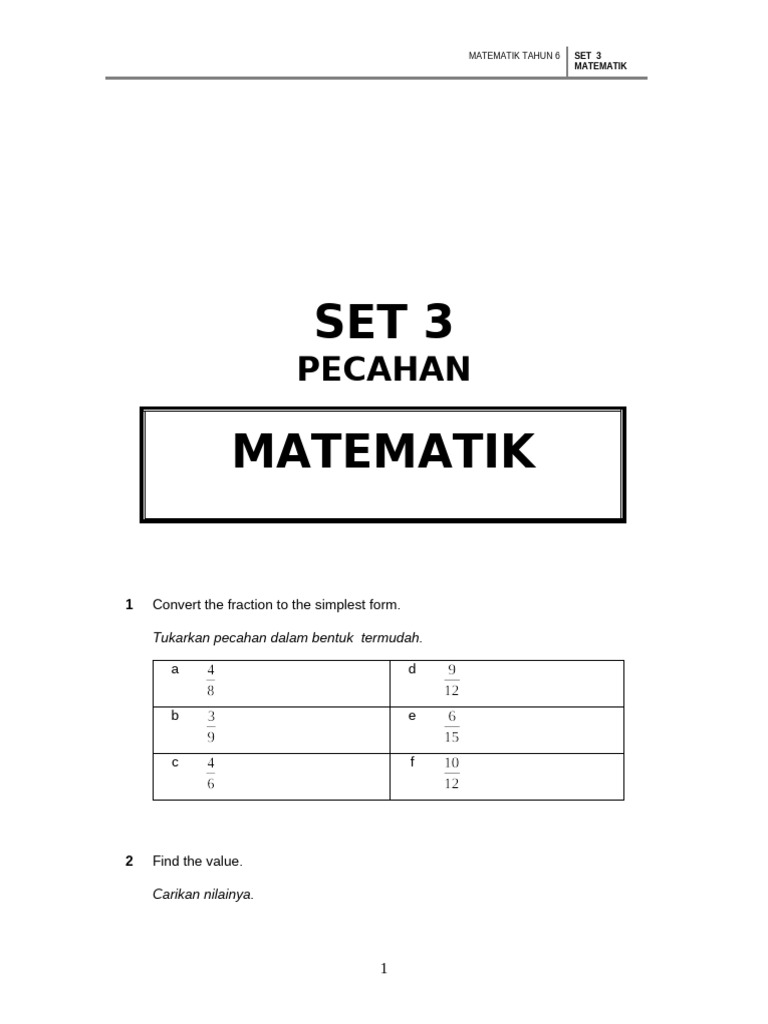 Set 3- Pecahan | PDF