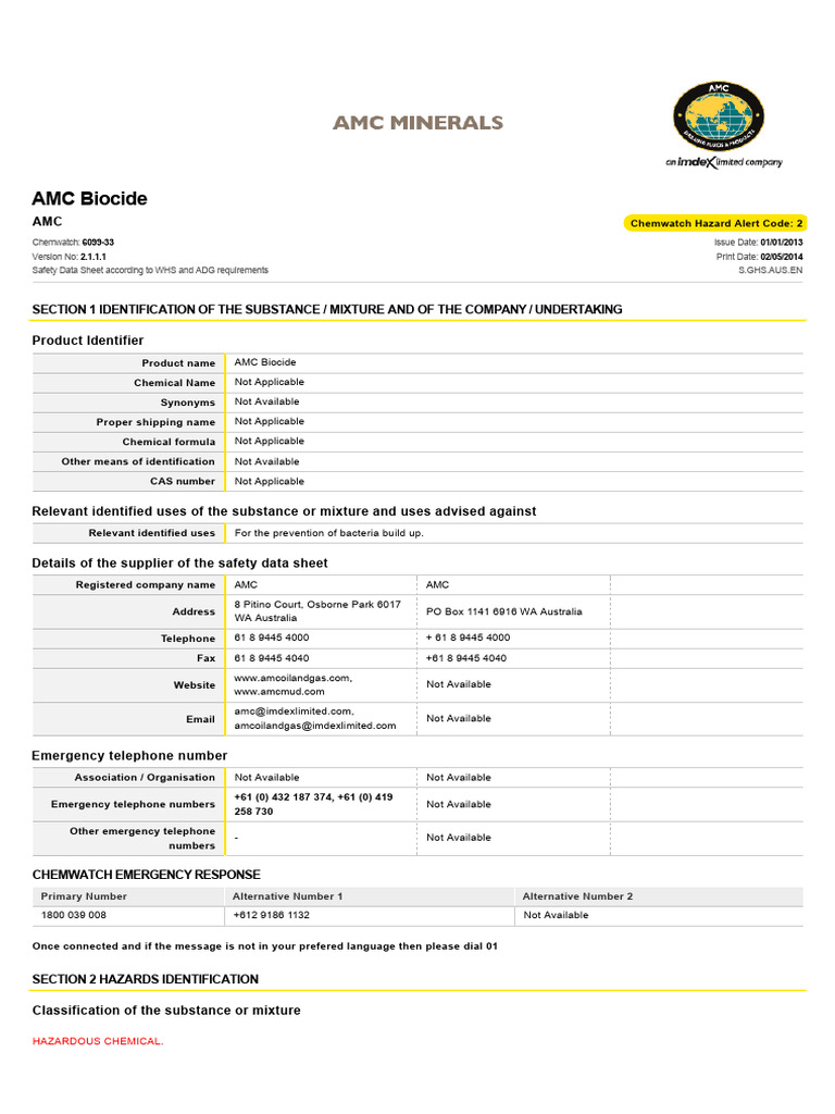 Amc Biocide | PDF | Dangerous Goods | Toxicity