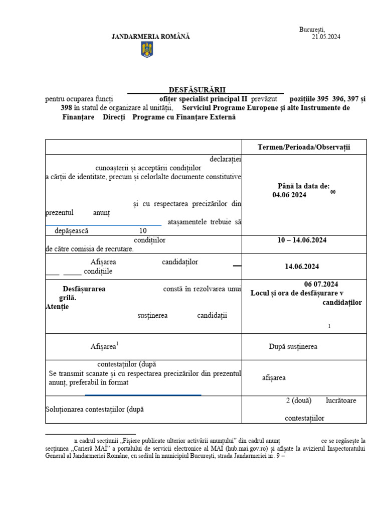 Grafic Desfasurare Concurs | PDF