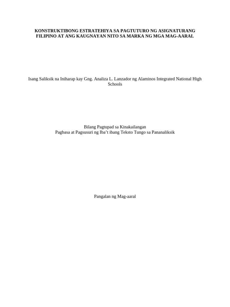 Kabanata 1 Sample | PDF | Constructivism (Philosophy Of Education ...