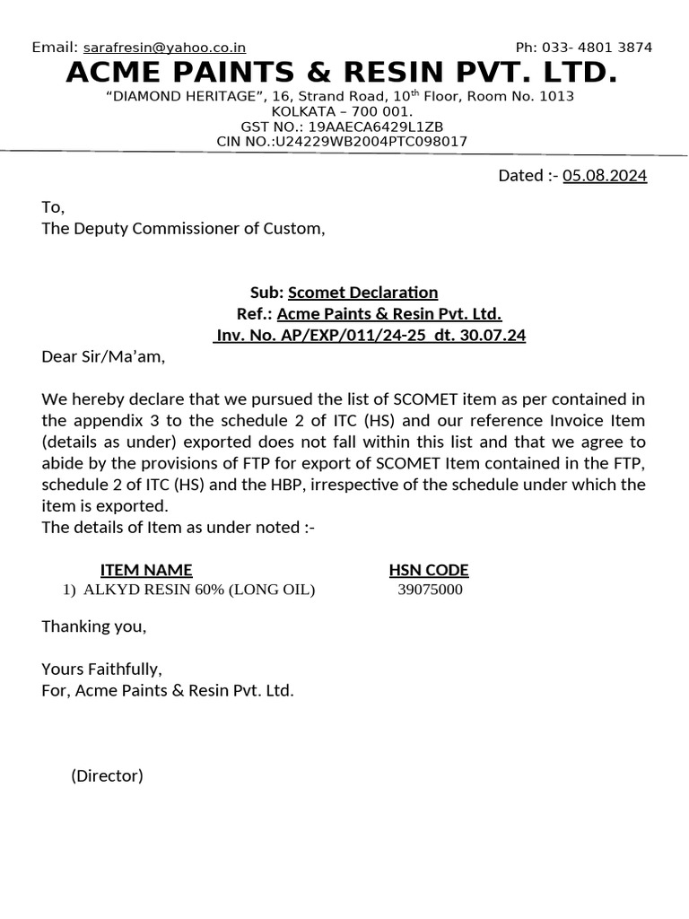 Scomet Letter | PDF