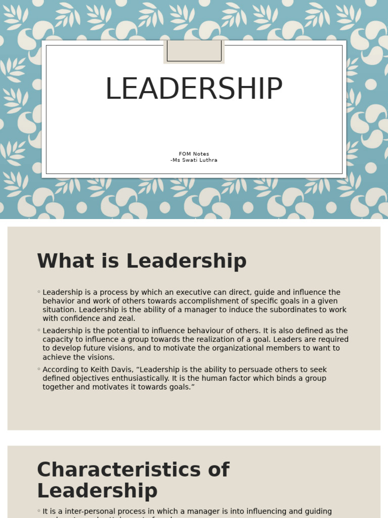 Leadership Notes - FOM | PDF